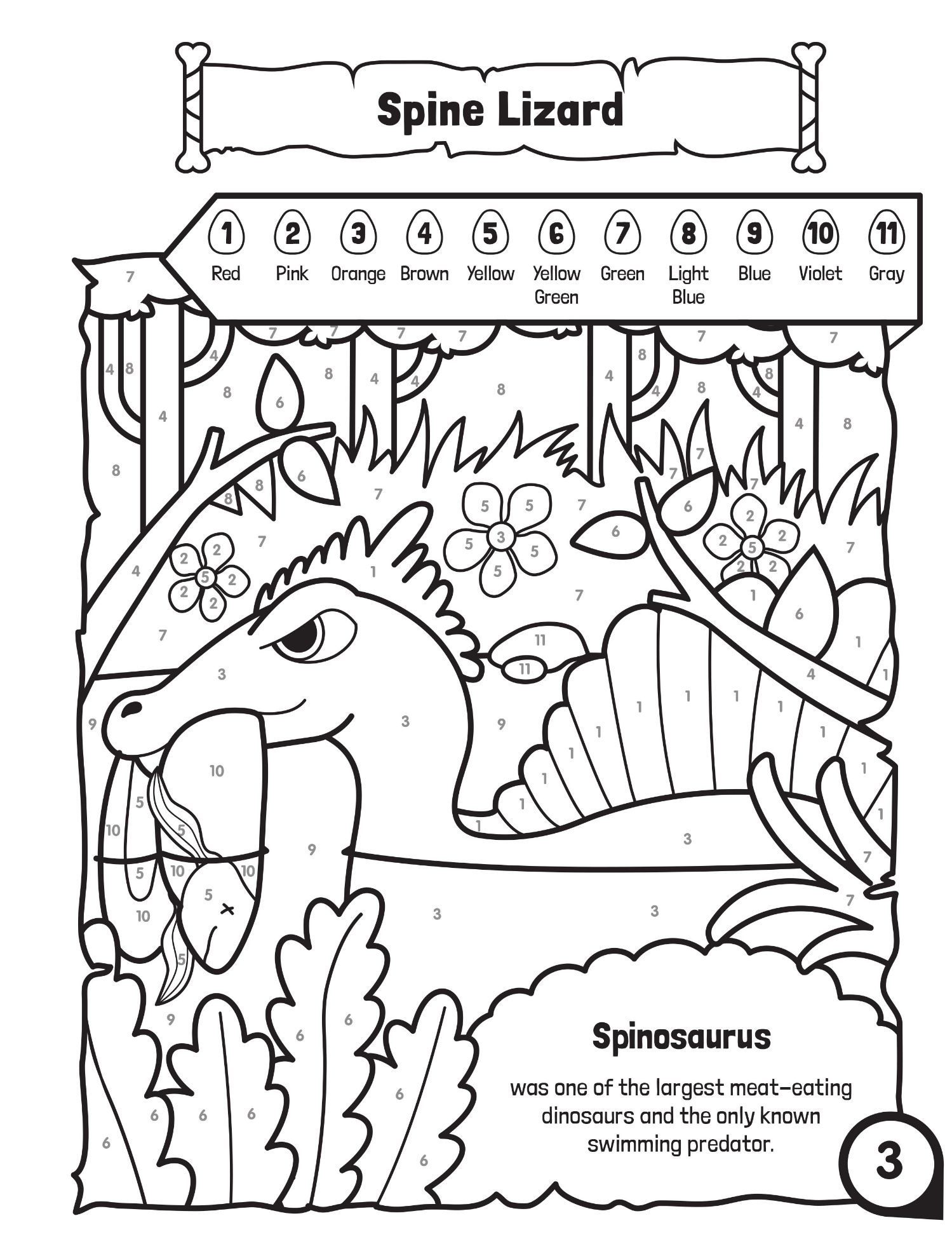 Learning is Fun. SMART KIDS COLOR BY NUMBER-AWESOME DINOSAURS